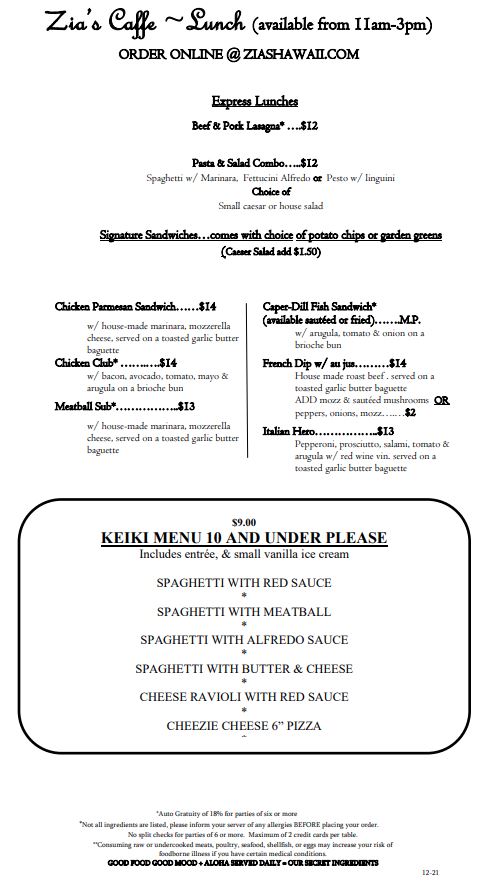 LUNCH MENU
